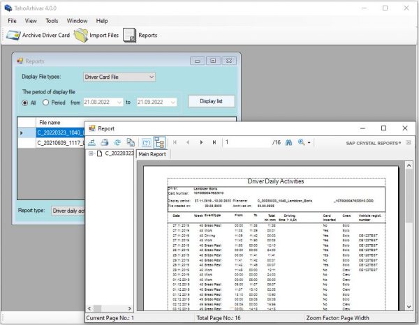 TachoArchive - Digital Tachographs Software